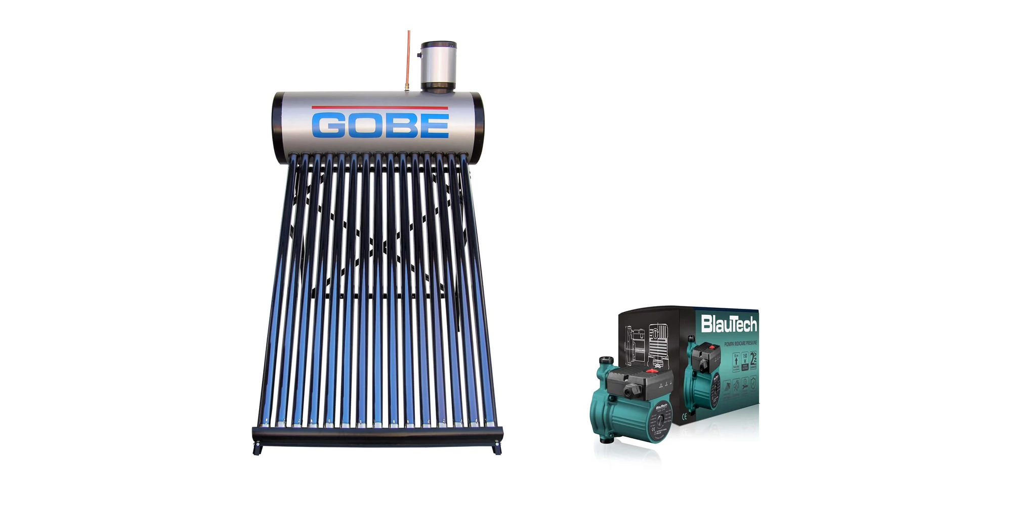 KIT S22 cu panou solar cu 12 tuburi pentru preparare apa calda menajera ...