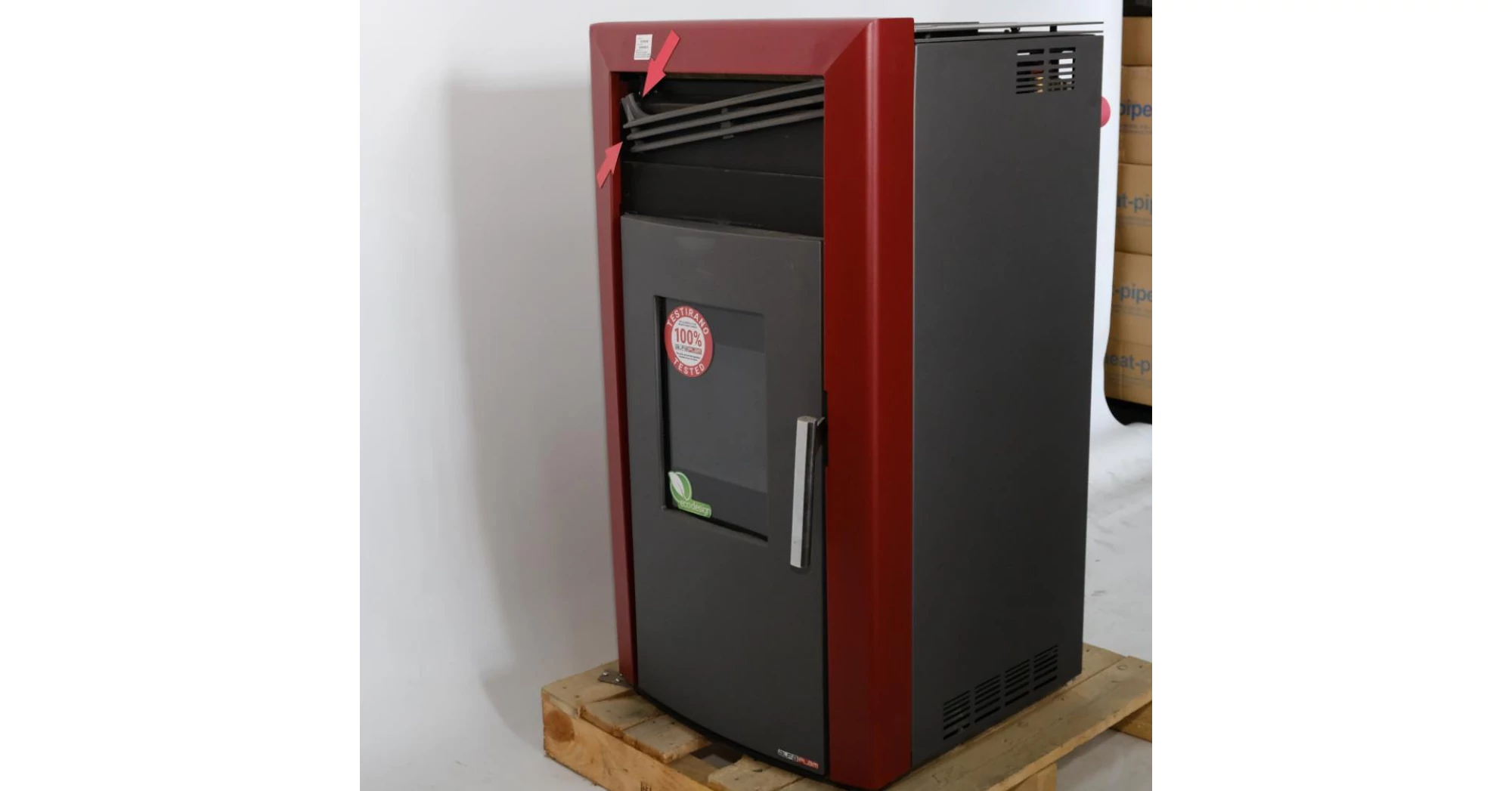 Termosemineu pe peleti, tip centrala, din otel, Alfa Plam, Commo, 15 kW ...