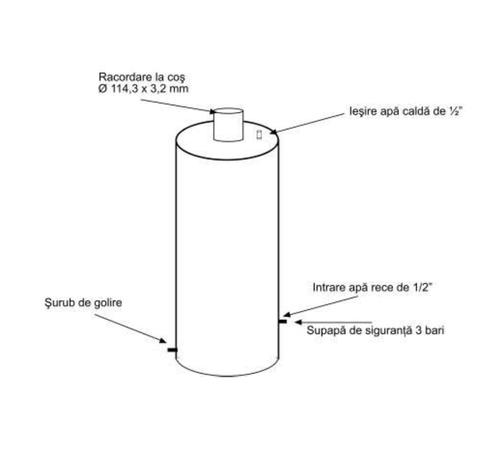 Boiler de baie pe lemne cu focar, inox, 120 l, din tabla de 2 mm, usa ...