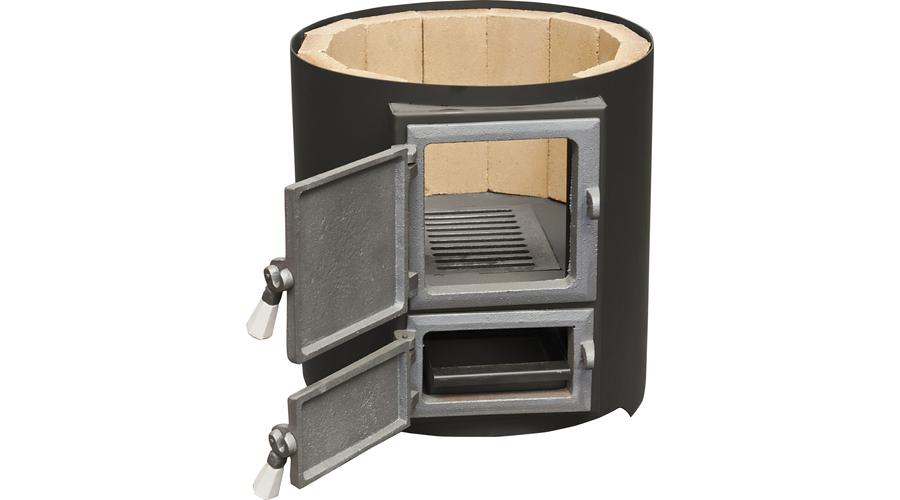 Boiler de baie pe lemne cu focar, inox, 120 l, din tabla de 2 mm, usa ...