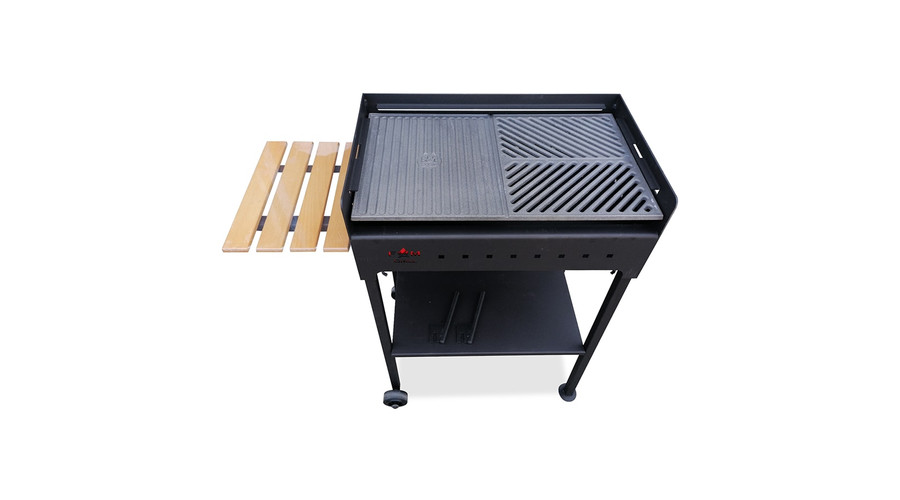 Gratar gradina din otel, FM Grill, cu grilaj fonta 60 x 35 cm | Melinda ...